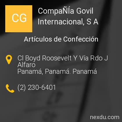 CompaÑÍa Govil Internacional, S A ® Artículos de Confección en Panamá